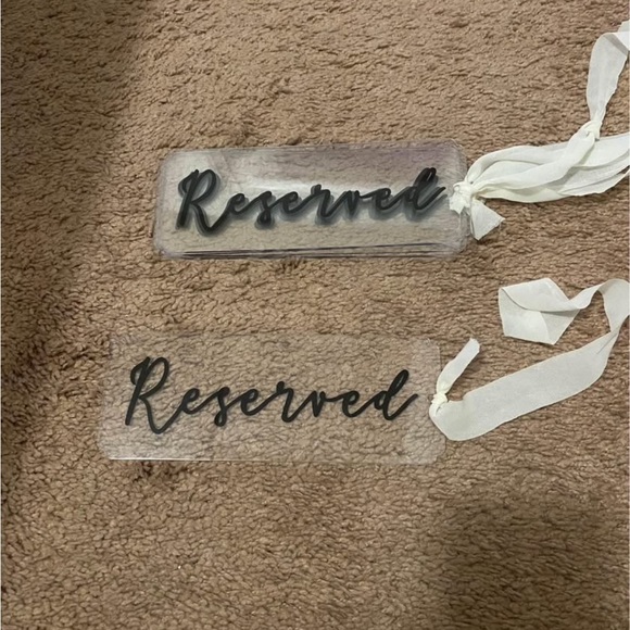 Party Supplies | 6 Clear Reserved Signs With White Ribbon | Poshmark